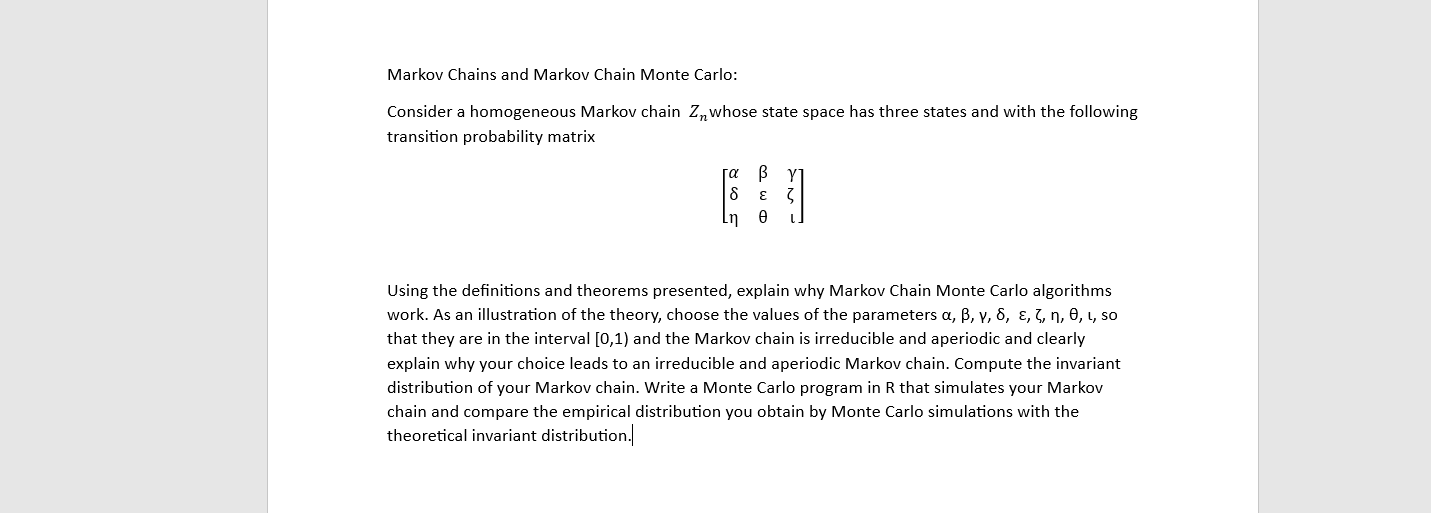 Solved Markov Chains and Markov Chain Monte Carlo: Consider | Chegg.com Solved Markov Chains and Markov Chain Monte Carlo: Consider | Chegg.com