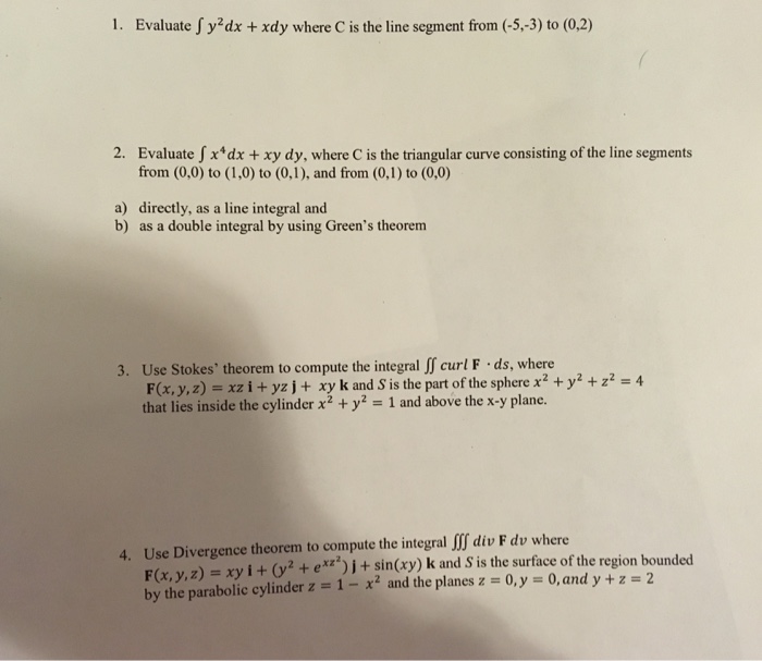 Solved 1. Evaluate J y2dx +xdy where C is the line segment | Chegg.com
