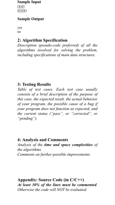 Solved Project 2: Balancing braces/ brackets/ parentheses | Chegg.com