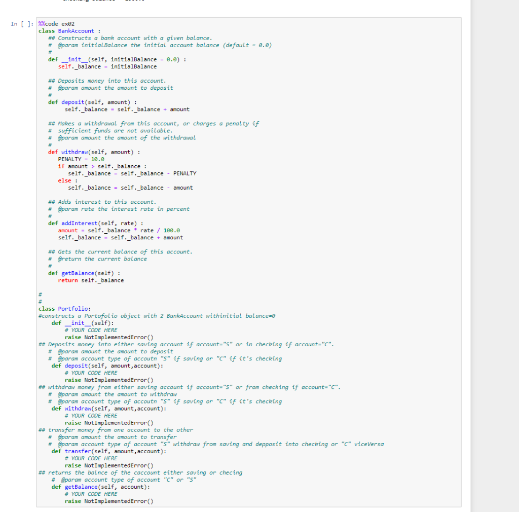 Solved Exercise # 2: Implement a class Portfolio. This class | Chegg.com