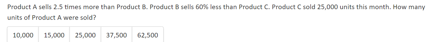 Solved Product A Sells 2 5 Times More Than Product B