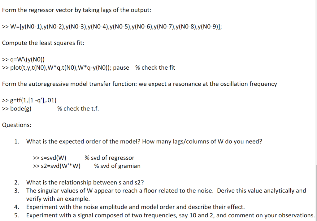 Solved 7. SVD application in the modeling of a noisy | Chegg.com