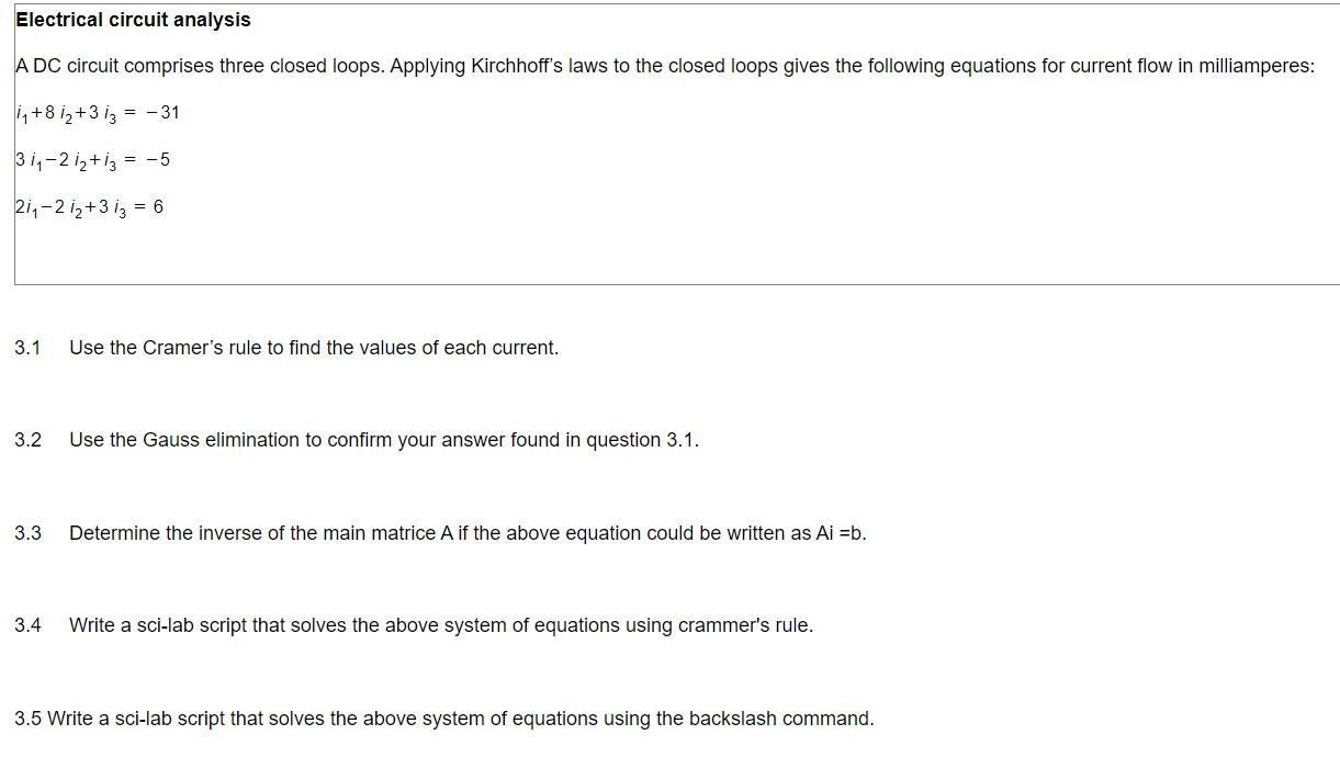 Solved A DC circuit comprises three closed loops. Applying | Chegg.com