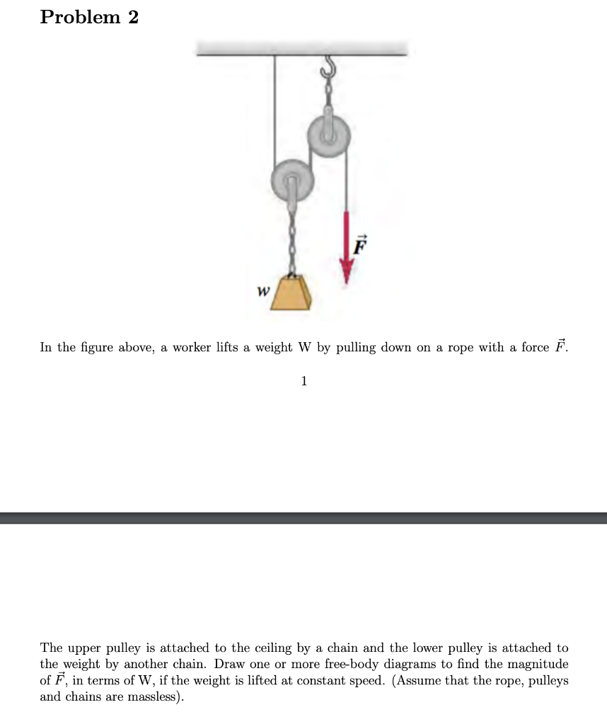 Solved Problem 2 W In the figure above, a worker lifts a | Chegg.com