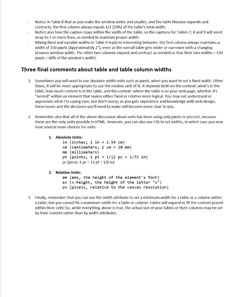 Solved: HTML Exercise: Tables 1 Lab Assignment Overview: I... | Chegg.com