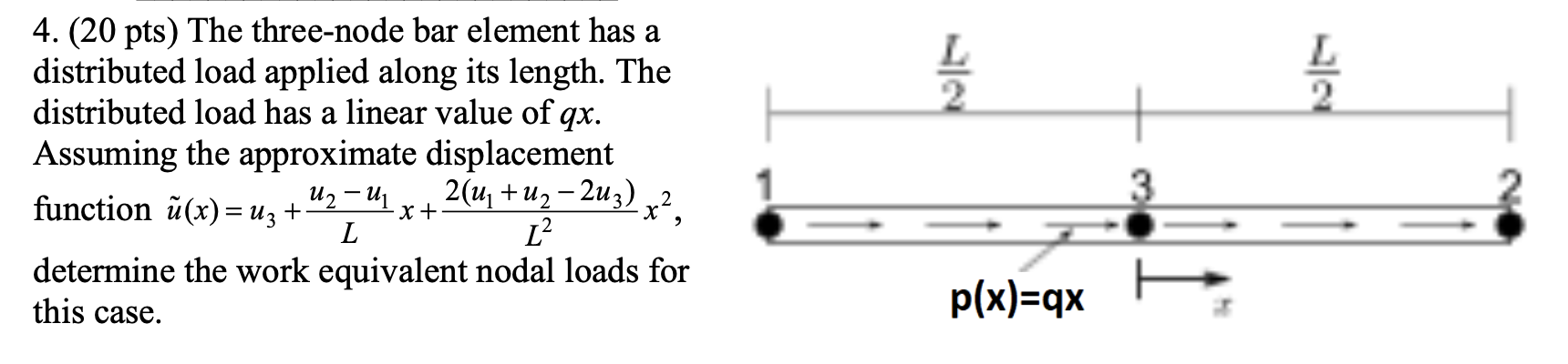 Solved a 4. (20 pts) The three-node bar element has a | Chegg.com