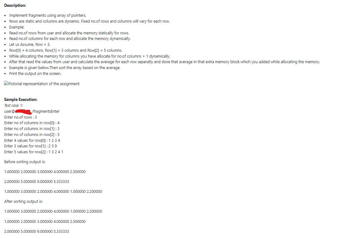 Solved Write a program to implement fragments using Array | Chegg.com
