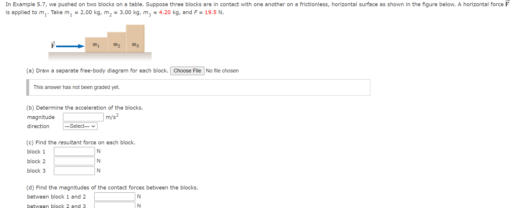 Solved In Example 5.7, we pushed on two blocks on a table. | Chegg.com