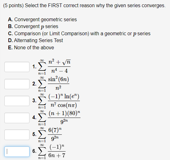 Solved (5 points) Select the FIRST correct reason why the | Chegg.com