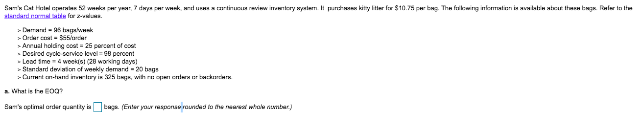 Solved Please Calculate the EOQ. This is a tough one | Chegg.com