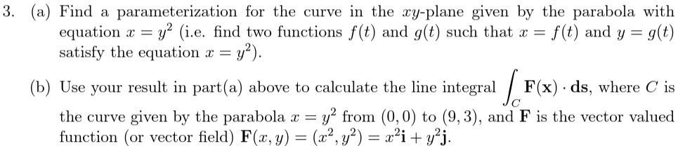 Solved (a) Find a parameterization for the curve in the | Chegg.com