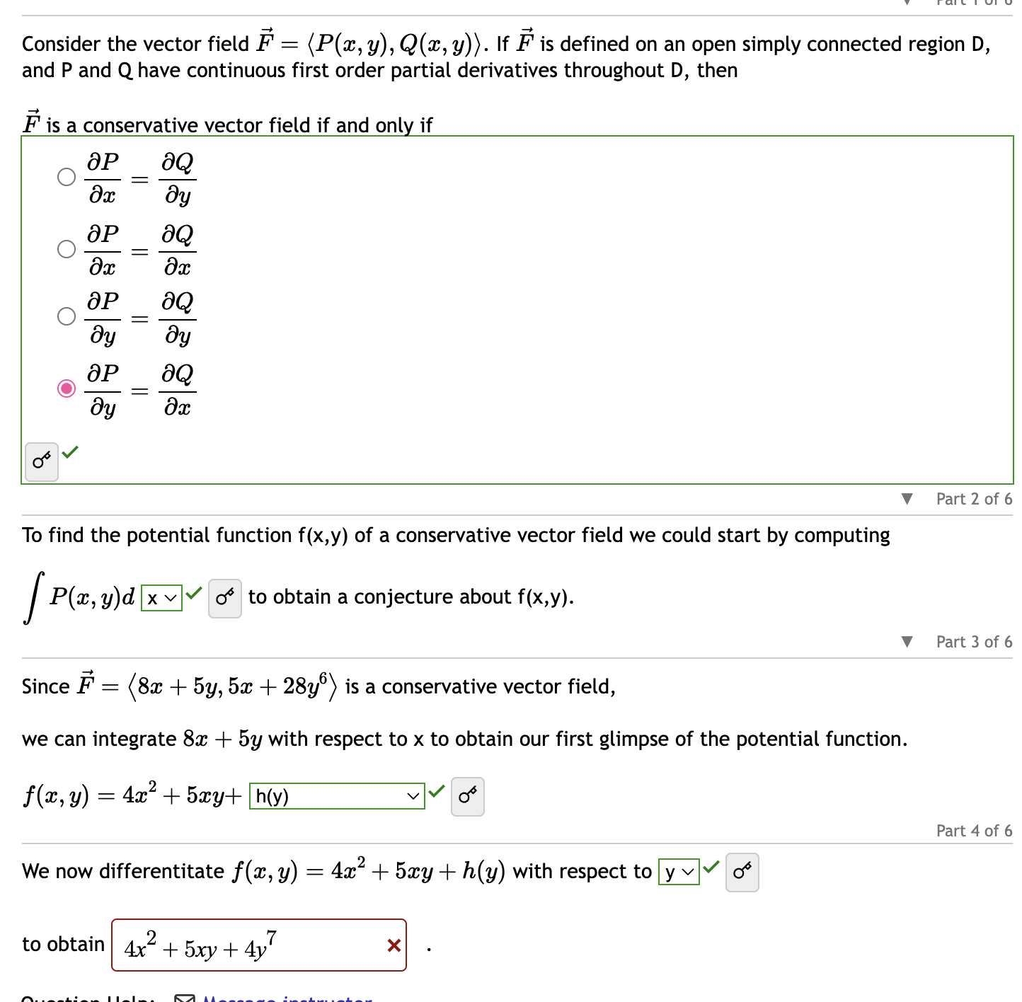 Solved Consider the vector field vec(F)=(:P(x,y),Q(x,y):). | Chegg.com