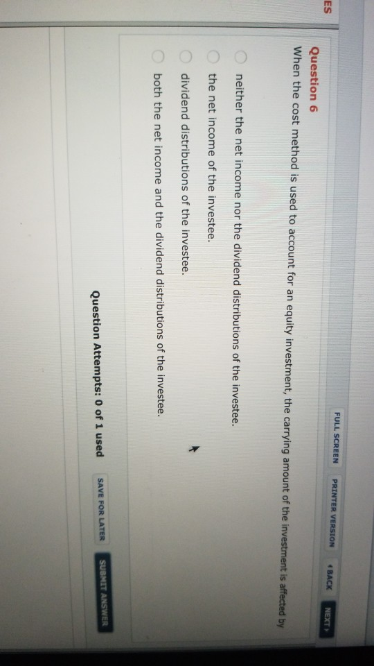 Solved FULL SCREEN PRINTER VERSION BACK ES NEXT Question 6 | Chegg.com