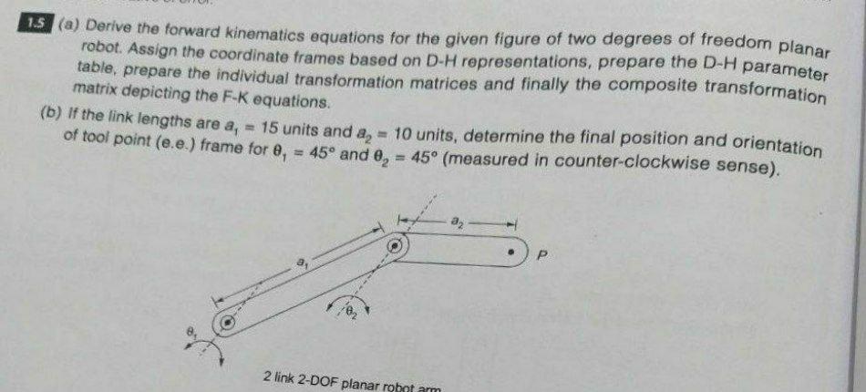 Solved 1. (a) Derive the forward kinematics equations for | Chegg.com