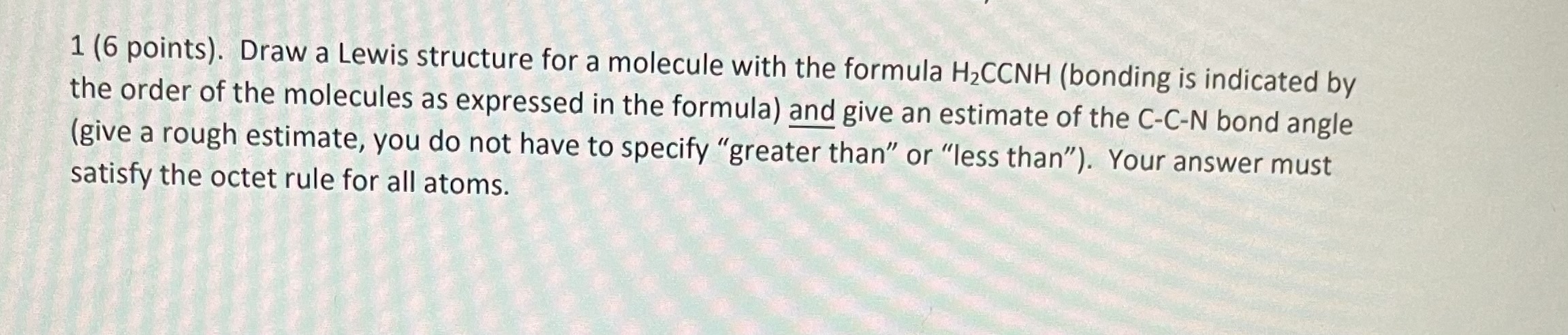 Solved 1 (6 ﻿points). ﻿Draw a Lewis structure for a molecule | Chegg.com
