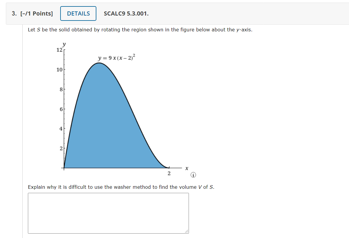 Solved 3. [-/1 Points] DETAILS SCALC9 5.3.001. Let S be the | Chegg.com
