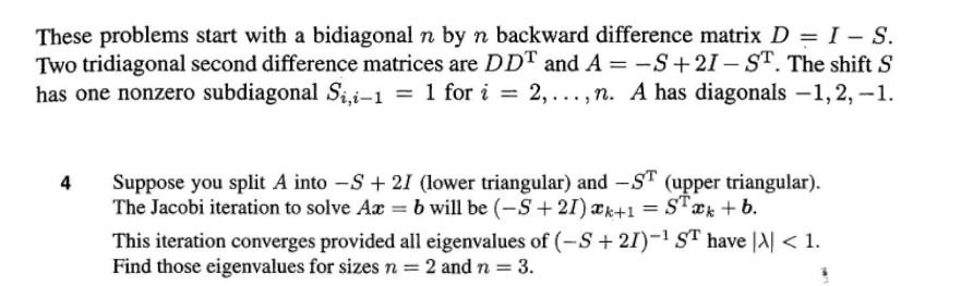 These problems start with a bidiagonal n by n | Chegg.com