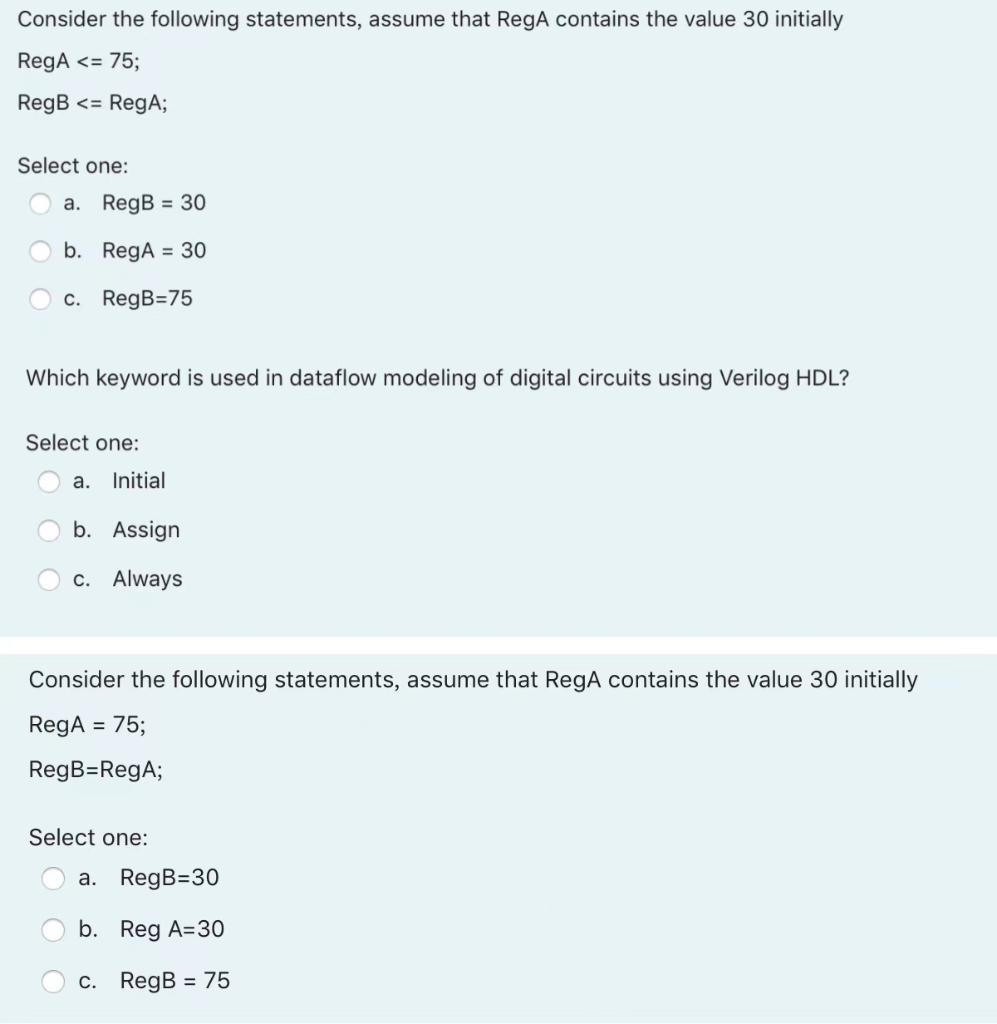 Solved Consider the following statements, assume that RegA | Chegg.com