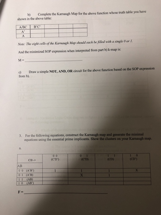 Solved 1. For the function M A'BC AB'C ABC'ABC: Draw a | Chegg.com