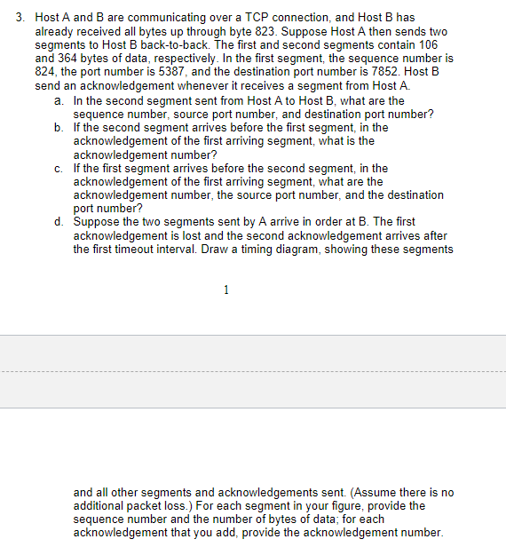Solved 3. Host A and B are communicating over a TCP | Chegg.com