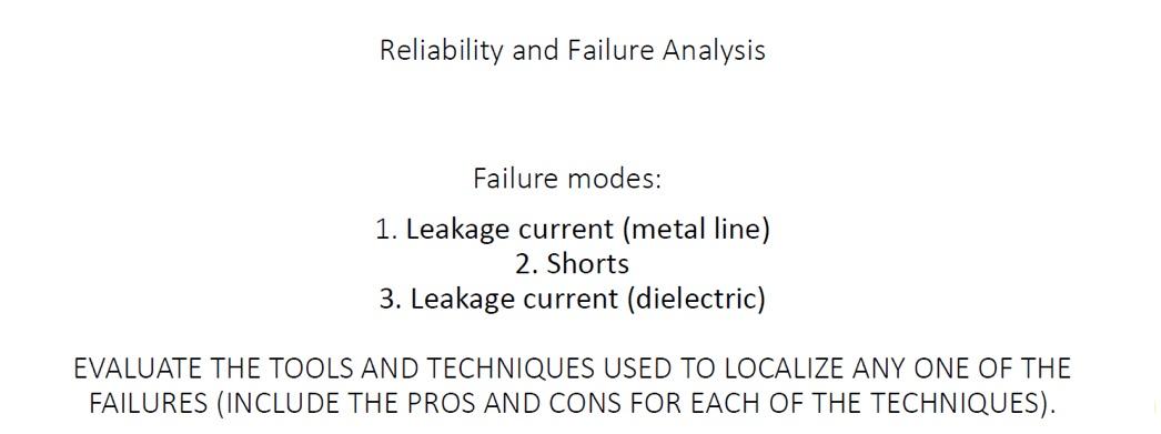 Solved Reliability and Failure Analysis Failure modes: 1. | Chegg.com