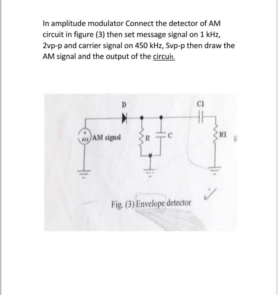 In amplitude modulator Connect the detector of AM | Chegg.com