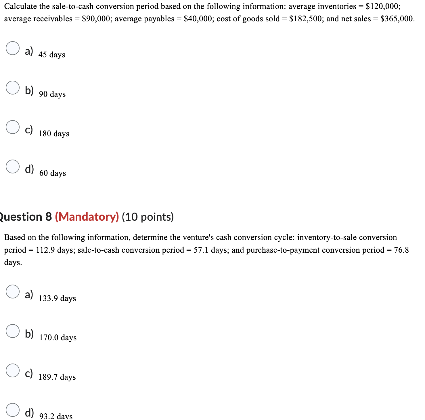 Solved Calculate the sale-to-cash conversion period based on | Chegg.com