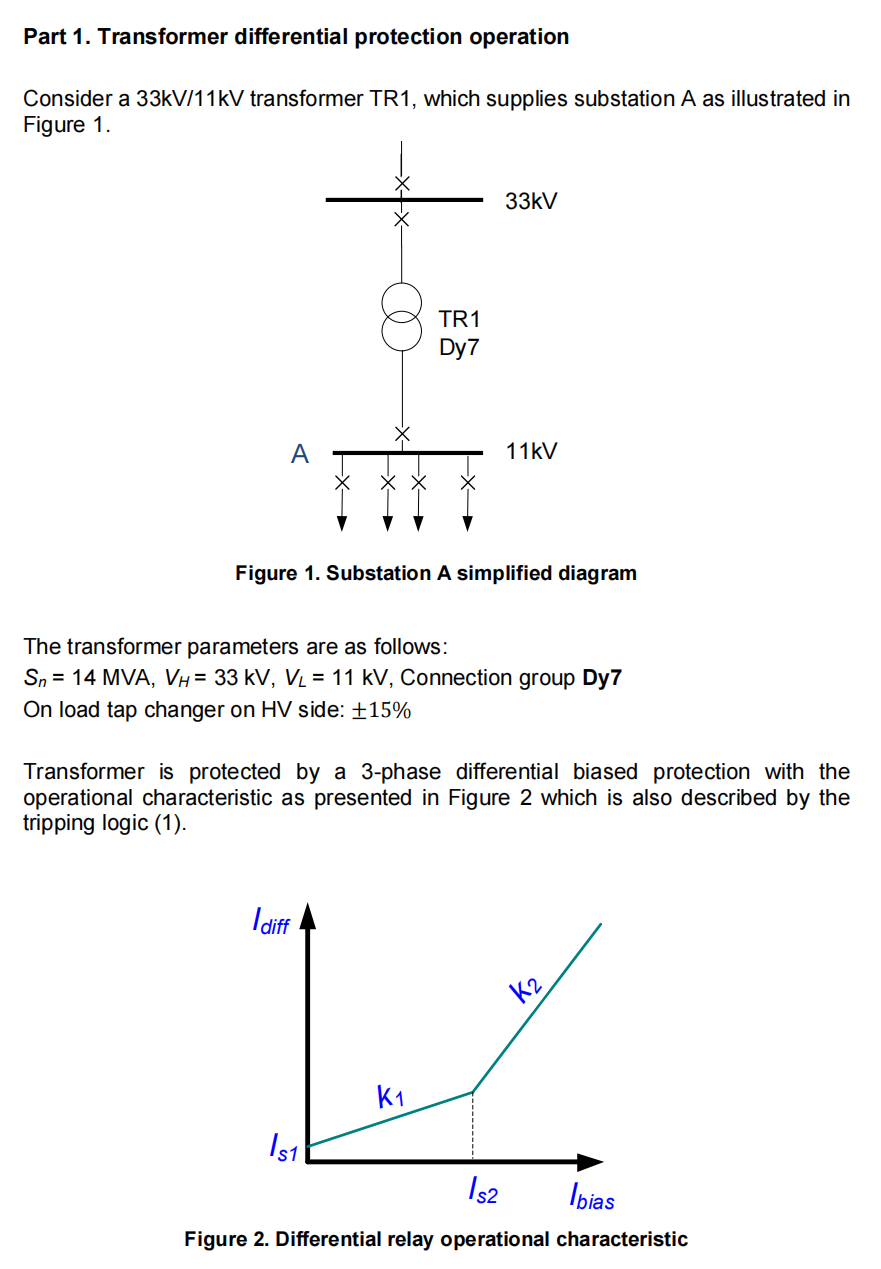 Solved Part 1. Transformer differential protection operation | Chegg.com