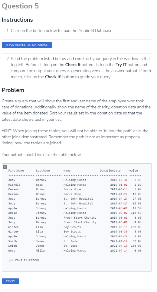1. Click on the button below to load the Auntie B | Chegg.com