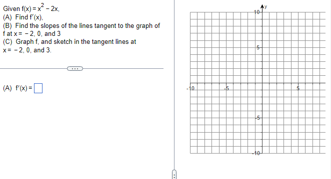 Solved Given f(x)=x2−2x (A) Find f′(x), (B) Find the slopes | Chegg.com