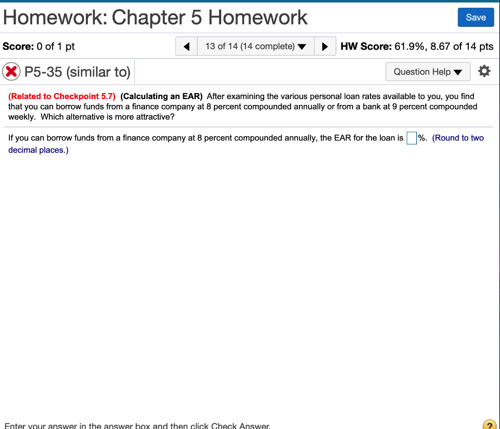 Solved Homework Chapter 5 Homework Save Score 0 Of 1 Pt 13