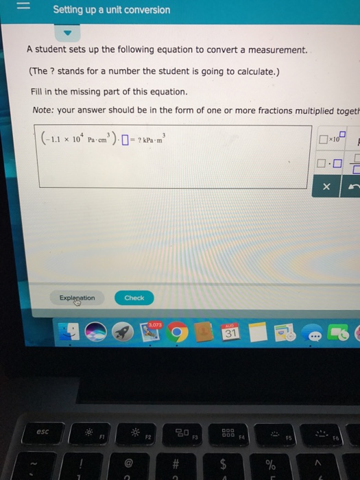 Solved A student sets up the following equation to convert a | Chegg.com