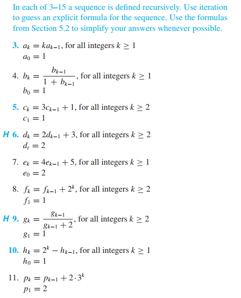 Solved In Each Of 3 15 A Sequence Is Defined Recursively 