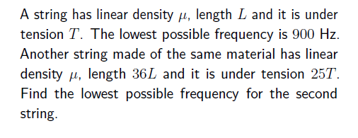 Solved A string has linear density u, length L and it is | Chegg.com