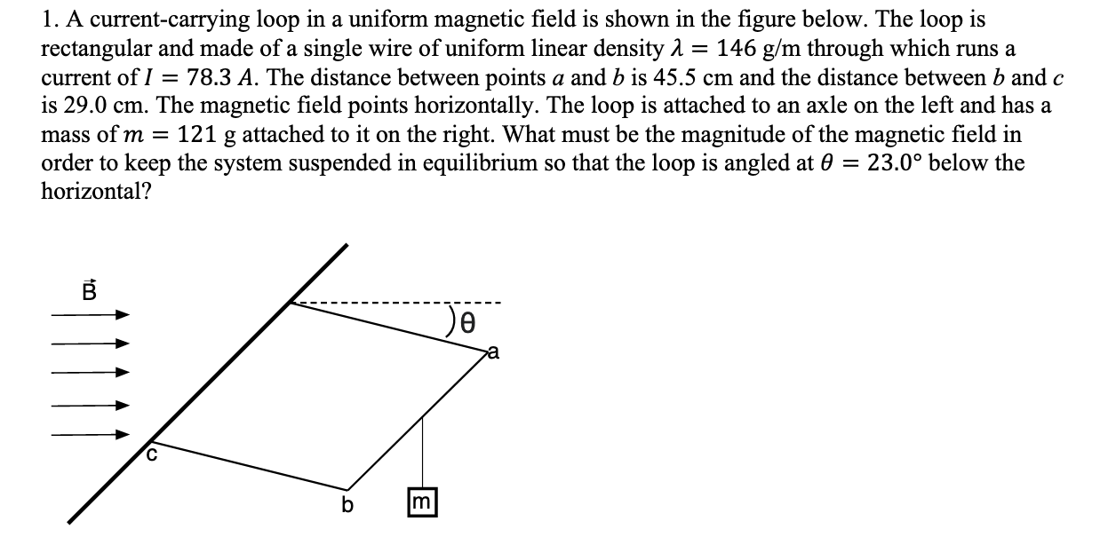 Solved 1. A current-carrying loop in a uniform magnetic | Chegg.com