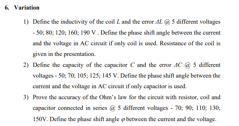 6. Variation 1) Define the inductivity of the coil L | Chegg.com