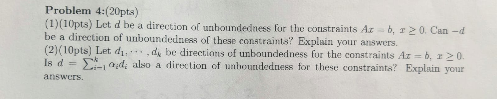 Solved Problem 4:(20pts)(1)(10pts) ﻿Let d ﻿be a direction of | Chegg.com