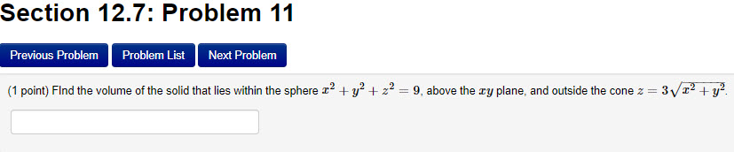 Solved Section 12.7: Problem 11 Previous Problem Problem | Chegg.com