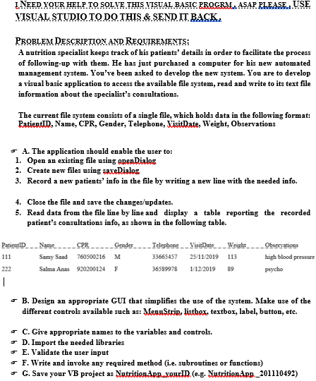 please help me to solve the following Visual Basic | Chegg.com