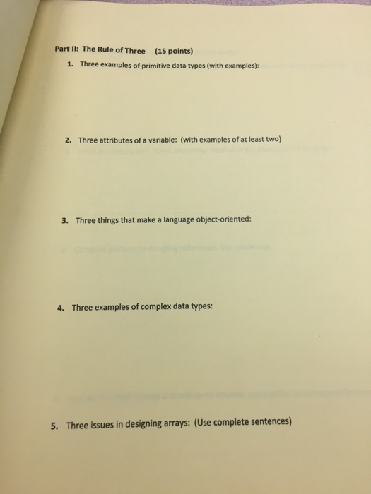 Solved Part lI: The Rule of Three (15 points) 1. Three | Chegg.com
