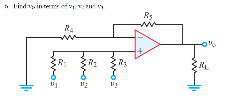 Solved 6. Find v0 in terms of v1,v2 and v3. | Chegg.com