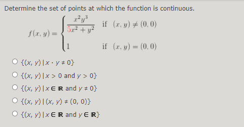 Solved Determine the set of points at which the function is | Chegg.com