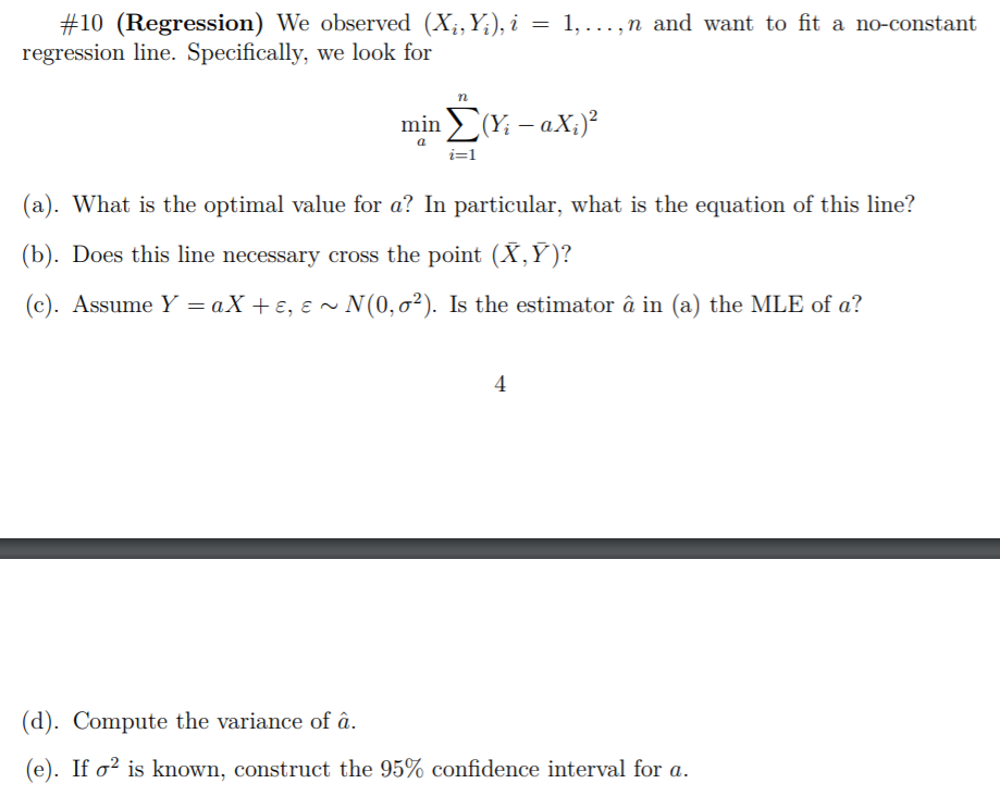Solved (Regression) We observed (Xi , Yi), i = 1, . . . , n | Chegg.com
