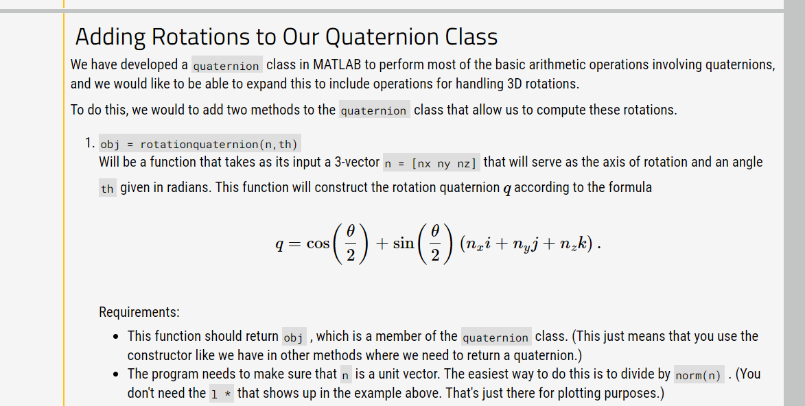 Solved Adding Rotations to Our Quaternion Class We have | Chegg.com