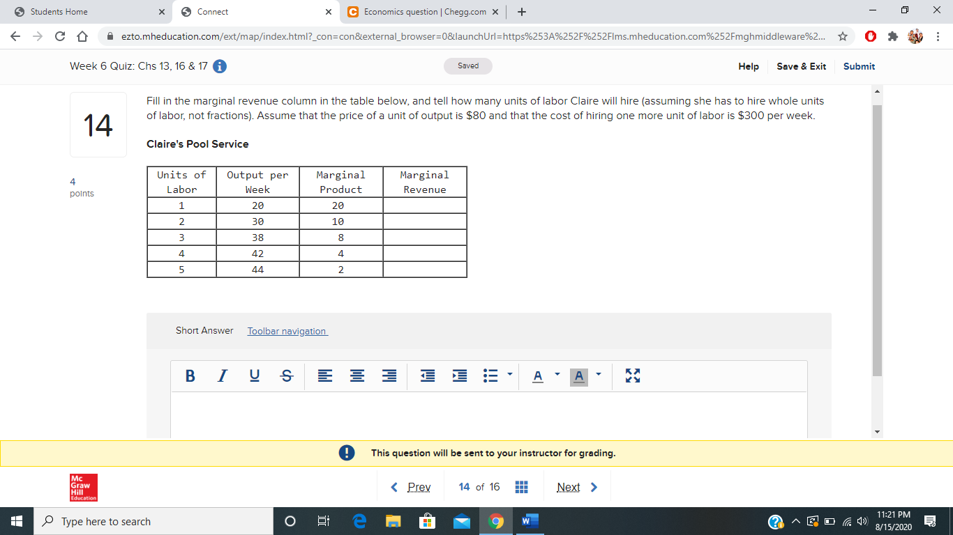 Economics Archive | August 15, 2020 | Chegg.com