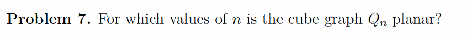 Solved Problem 7. For which values of n is the cube graph Qn | Chegg.com