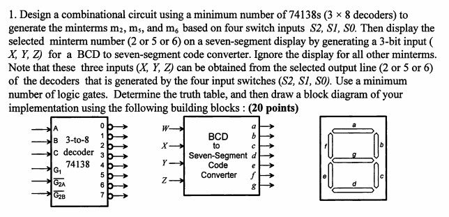Solved 1. Design a combinational circuit using a minimum | Chegg.com