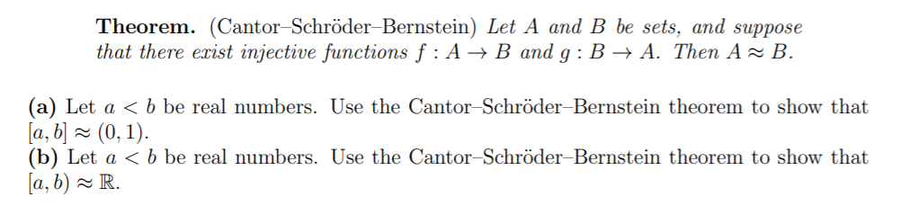 Solved Theorem. (Cantor-Schröder-Bernstein) Let A and B be | Chegg.com