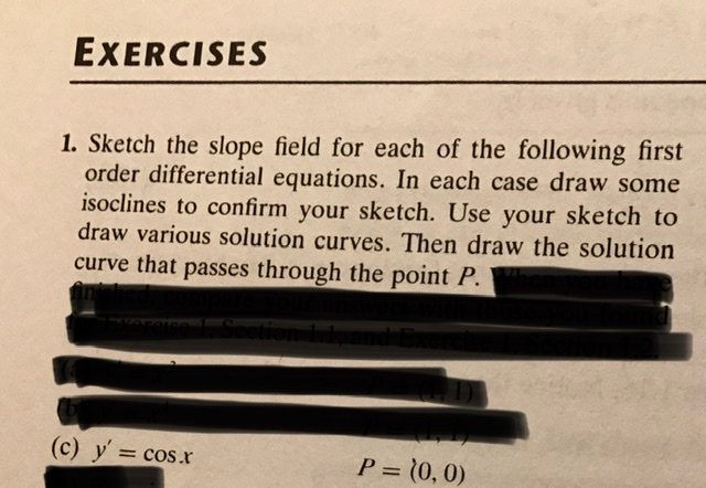 Solved EXERCISES 1. Sketch the slope field for each of the | Chegg.com