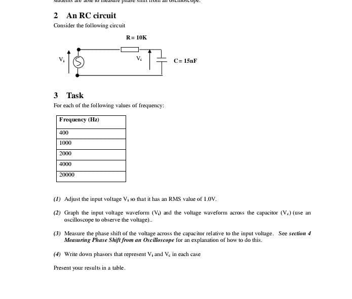 2 An RC circuit Consider the following cireuit 3 Task | Chegg.com